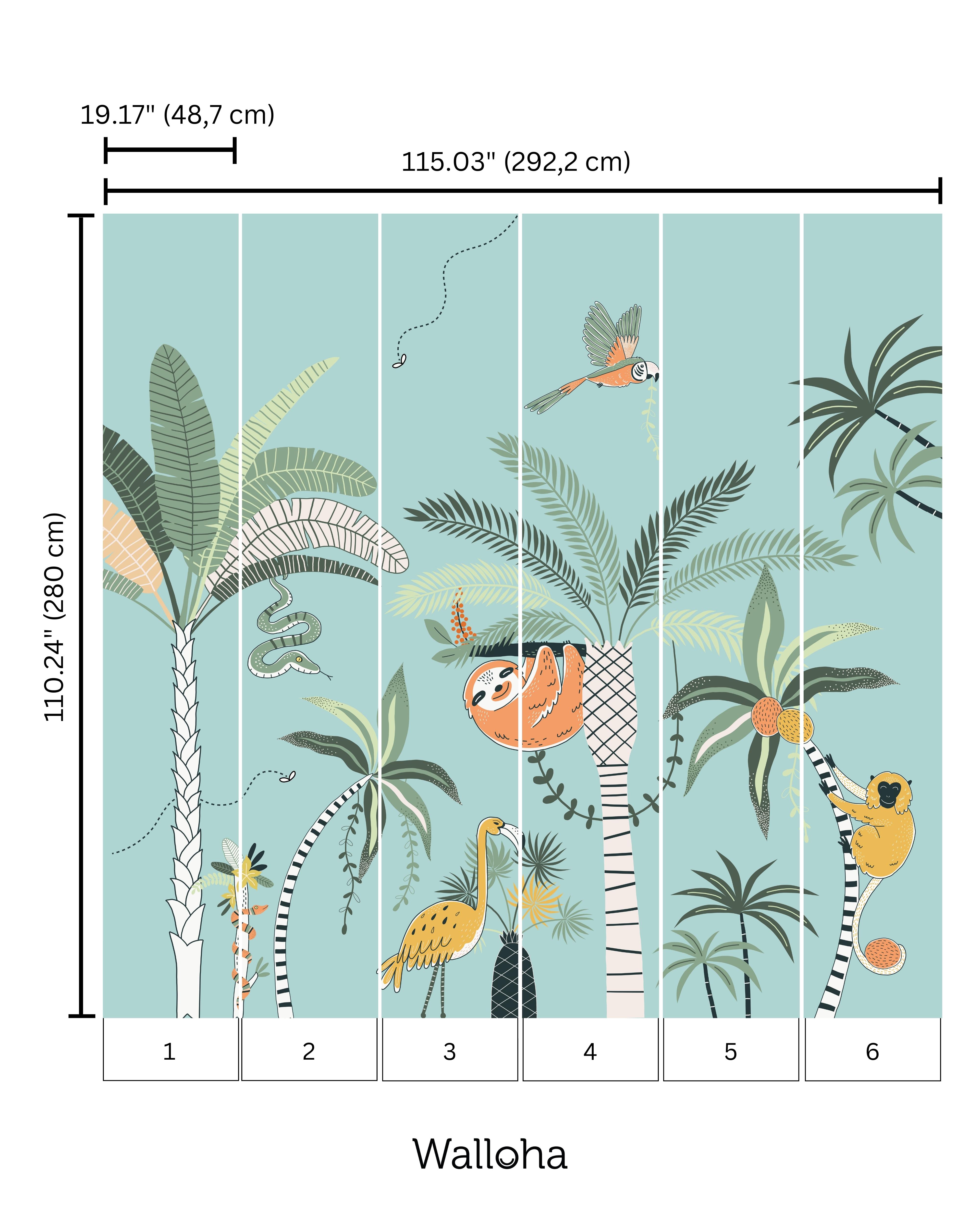 Gebungel in de jungle - Kinderbehang - 292,2 cm x 280 cm - Walloha ...
