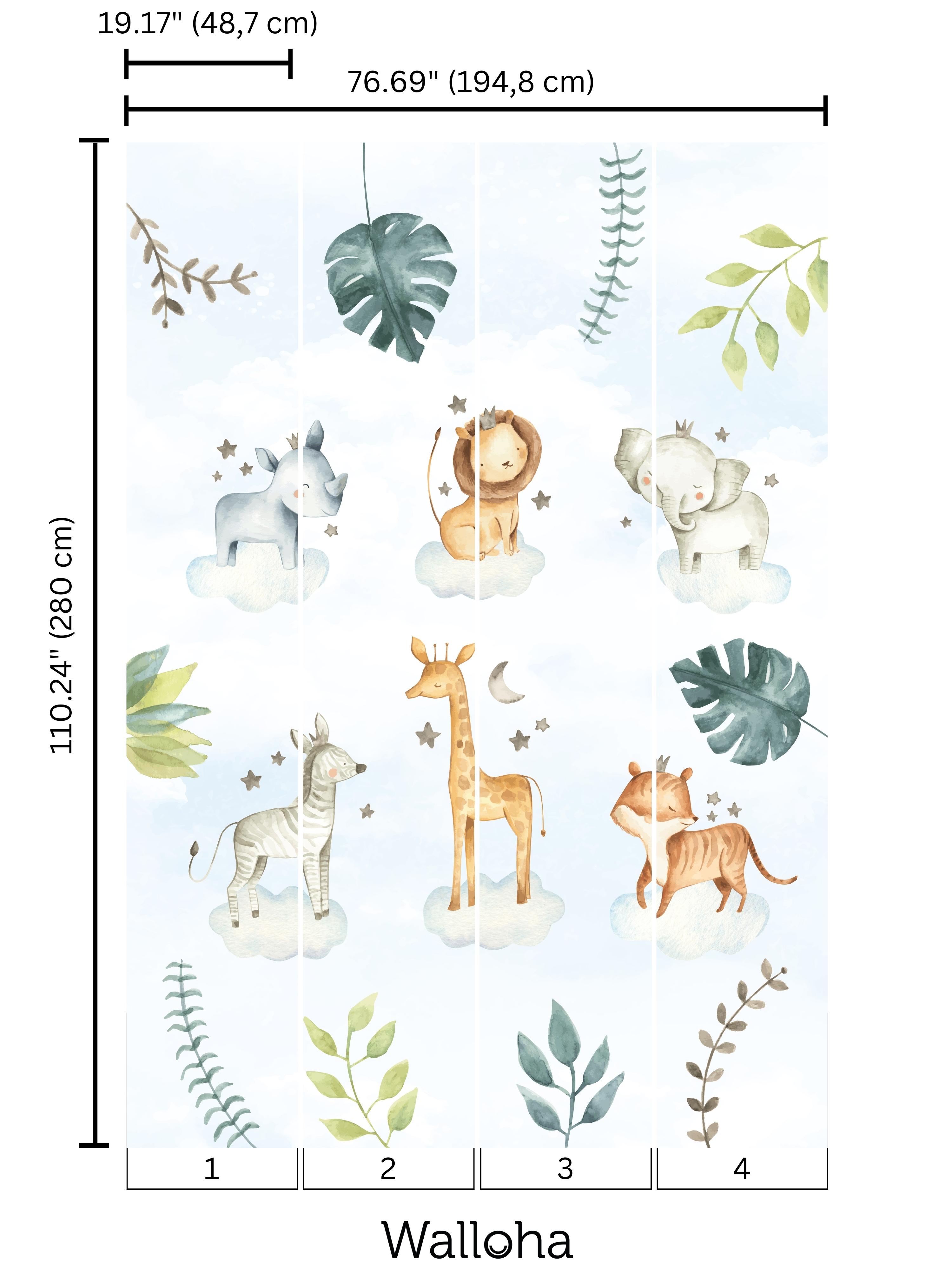 Safari droom - Kinderbehang - 194,8 cm x 280 cm - Walloha - Walloha ...